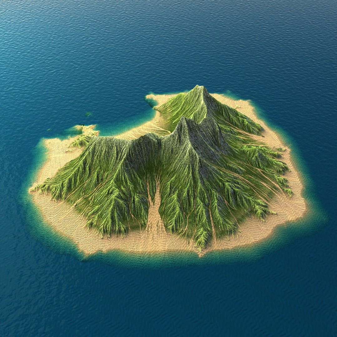 Tropical Island Terrain 3 3d Model