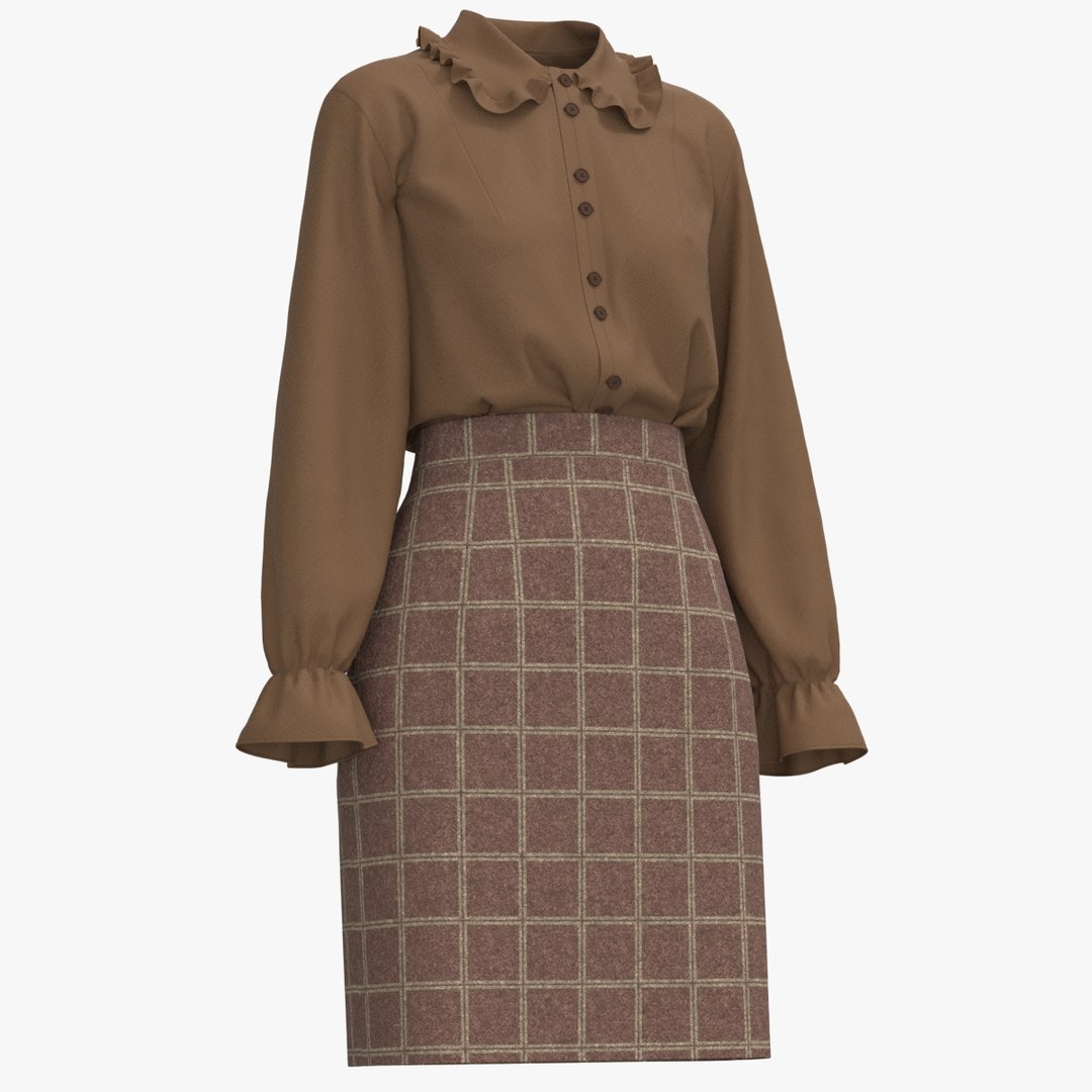 Ruffled Bell-Sleeve Blouse 3D model - TurboSquid 1865998