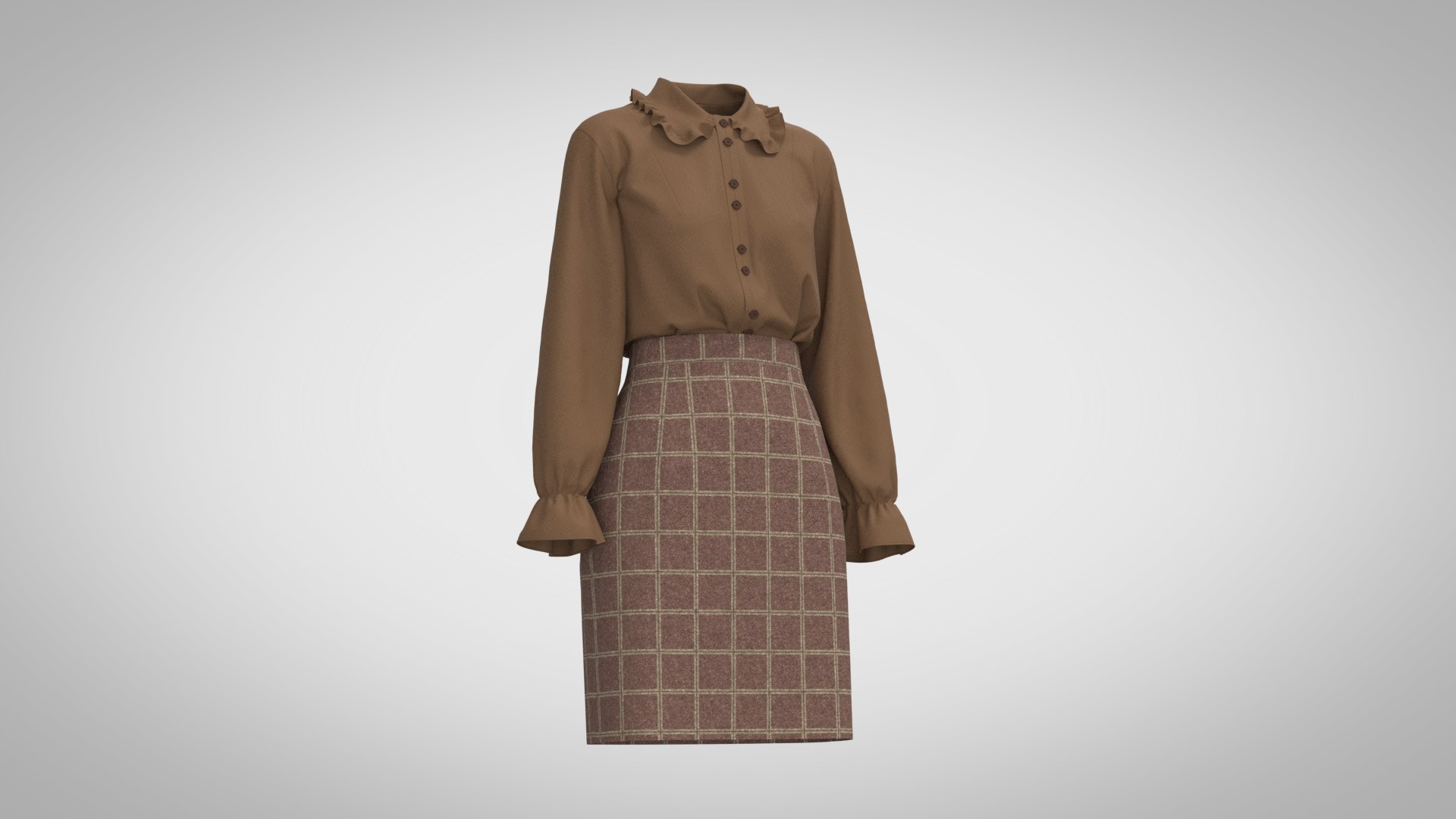 Ruffled Bell-Sleeve Blouse 3D model - TurboSquid 1865998