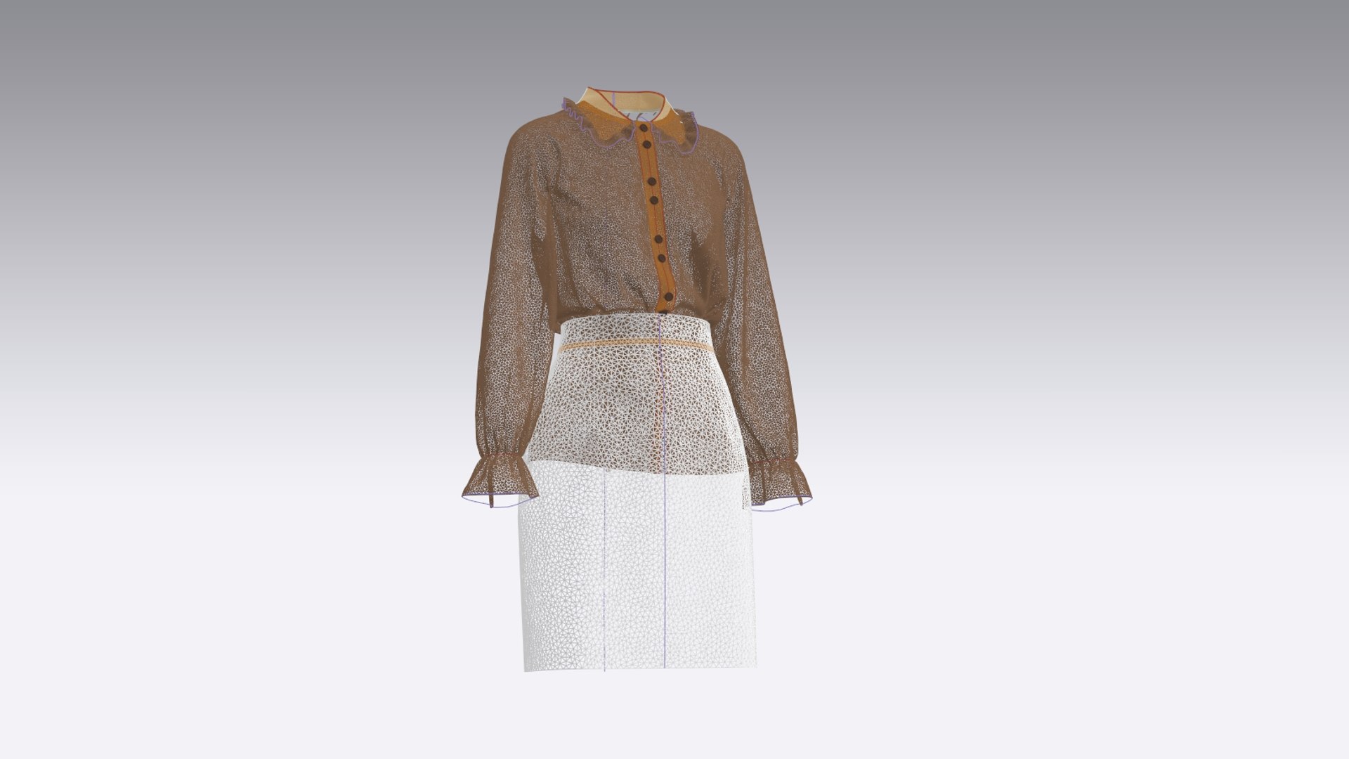 Ruffled Bell-Sleeve Blouse 3D model - TurboSquid 1865998