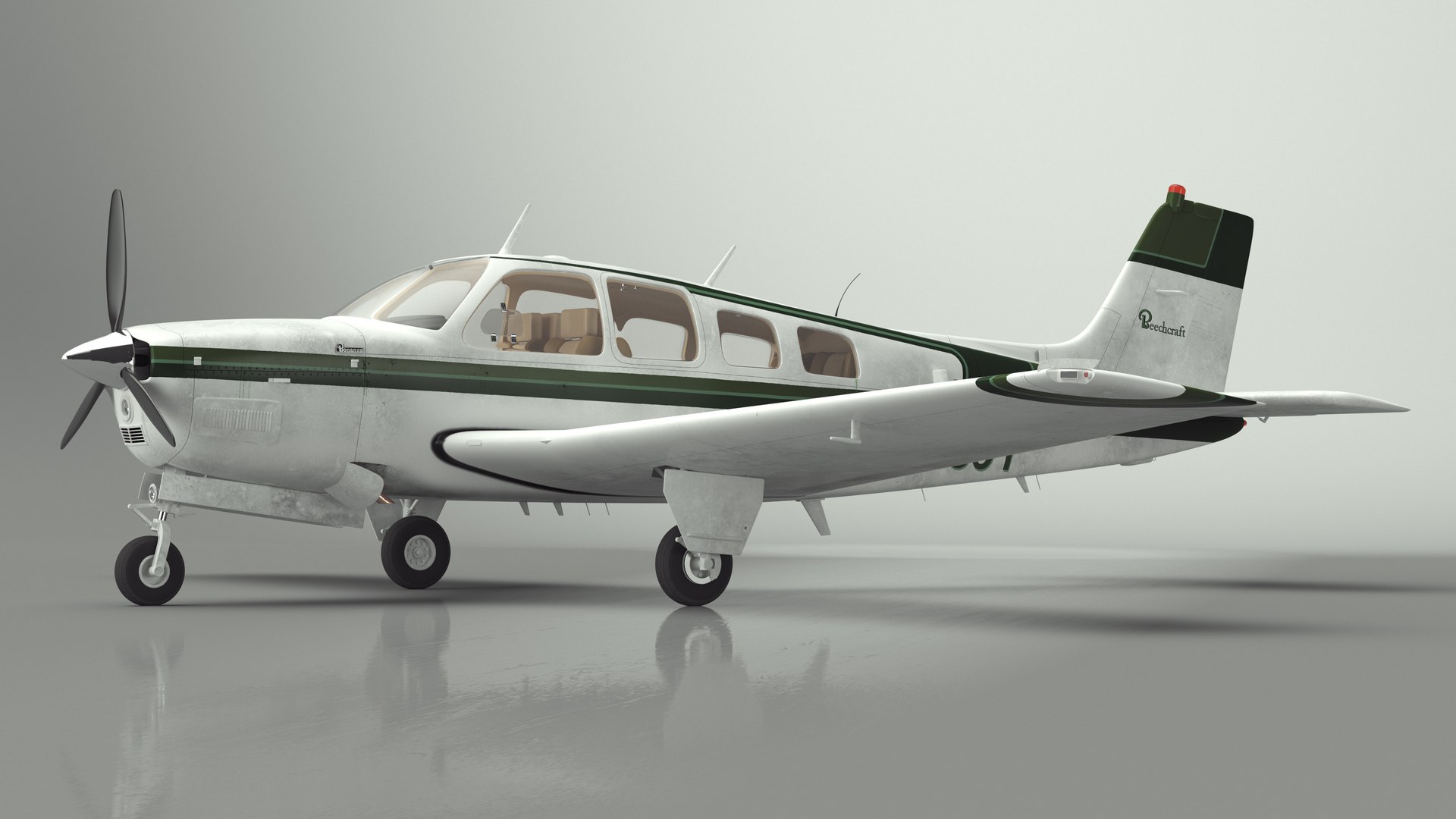 3D Single Engine Light Aircraft Beechcraft Bonanza Rigged For Cinema 4D ...