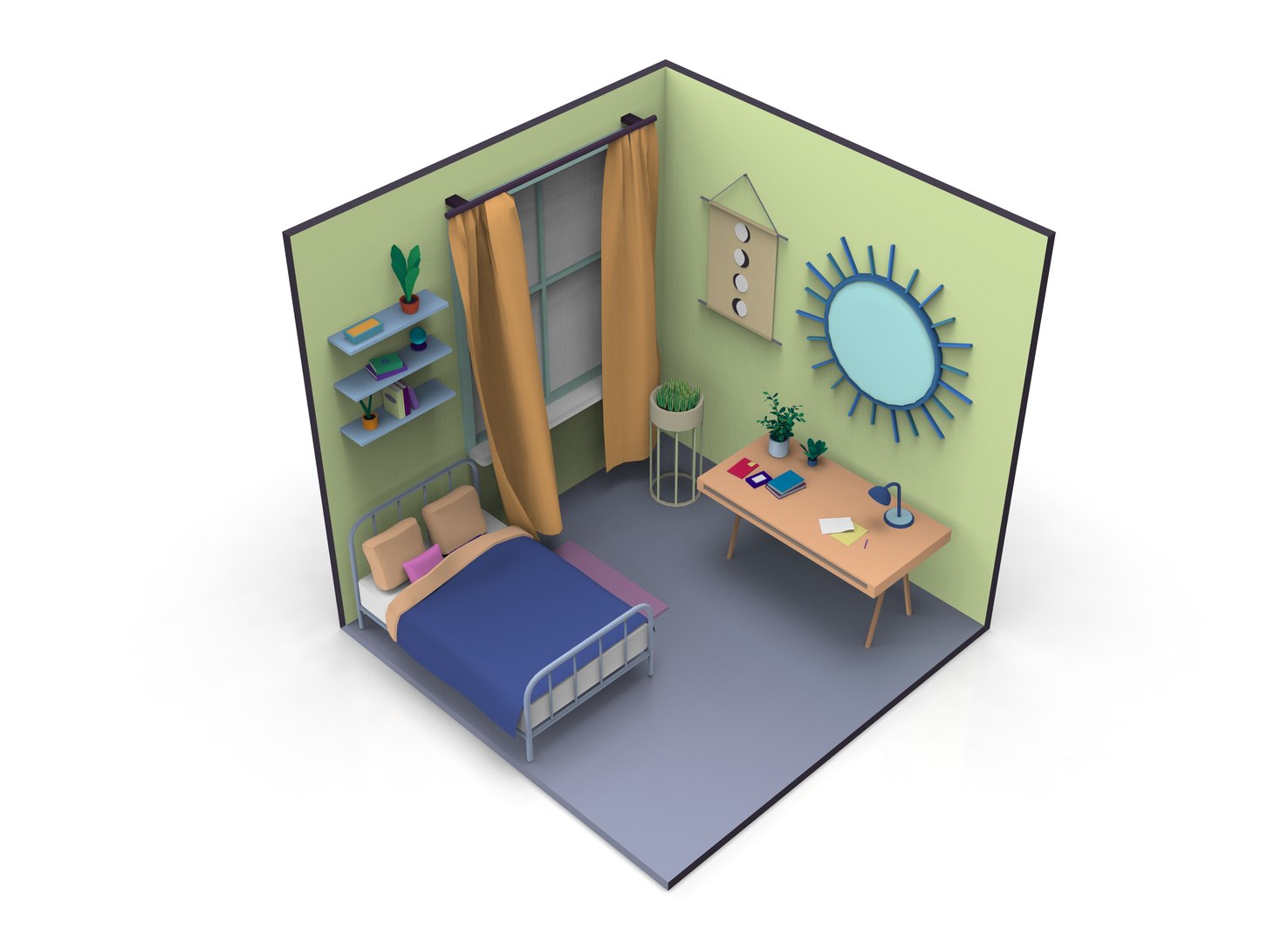 Cartoon Room 2 Low-poly Model - TurboSquid 1744932