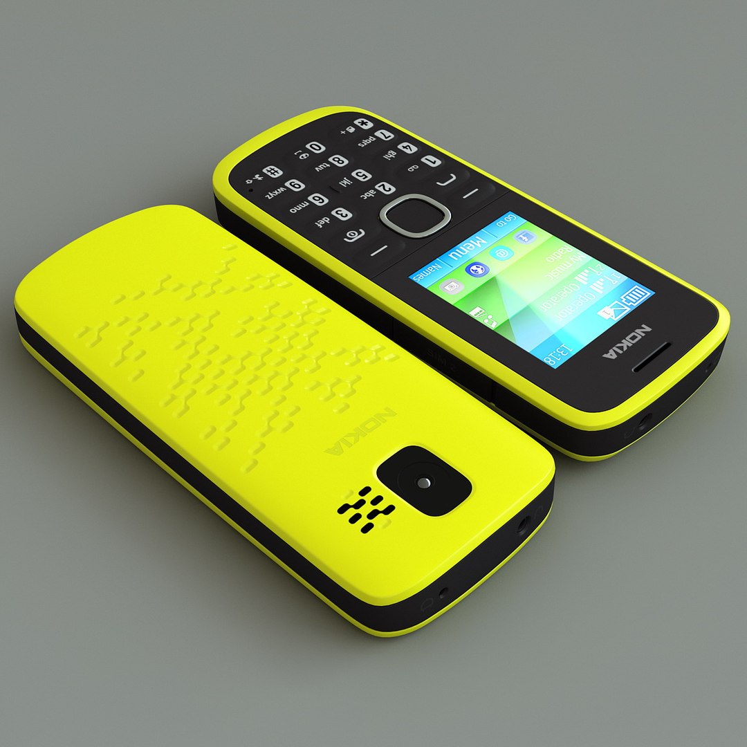 3d Model Yellow Nokia 110 Cellphone