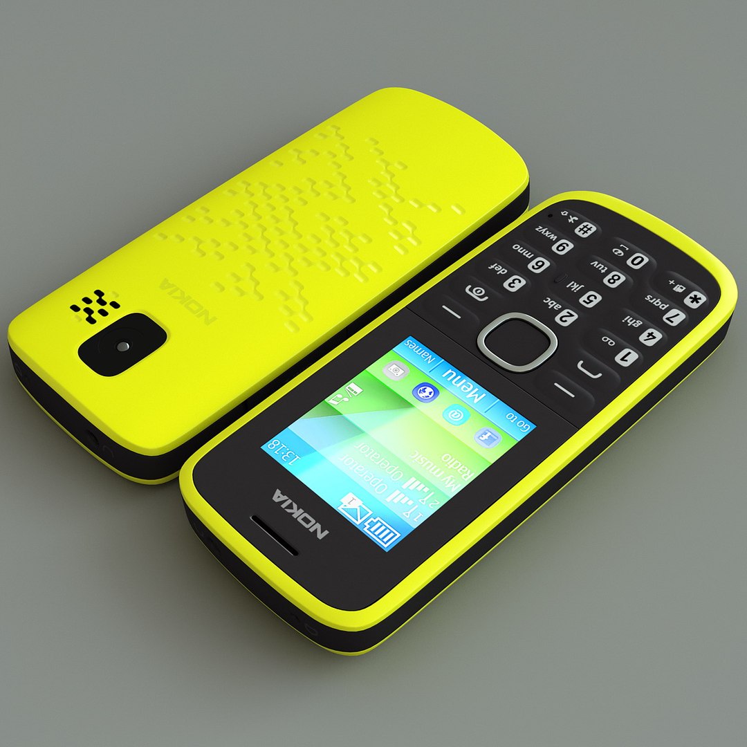 3d Model Yellow Nokia 110 Cellphone