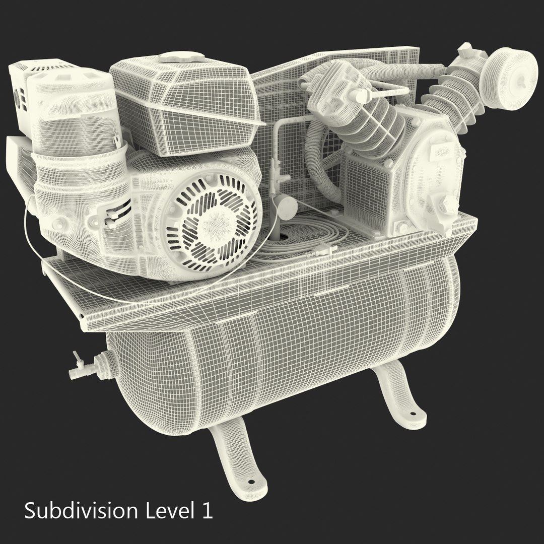 piston air compressor modeled 3d max