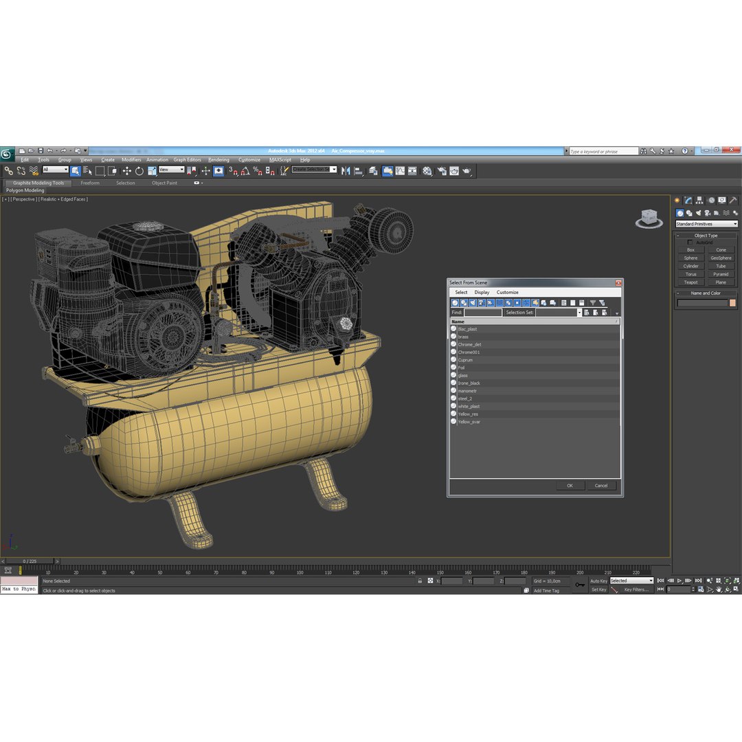 piston air compressor modeled 3d max