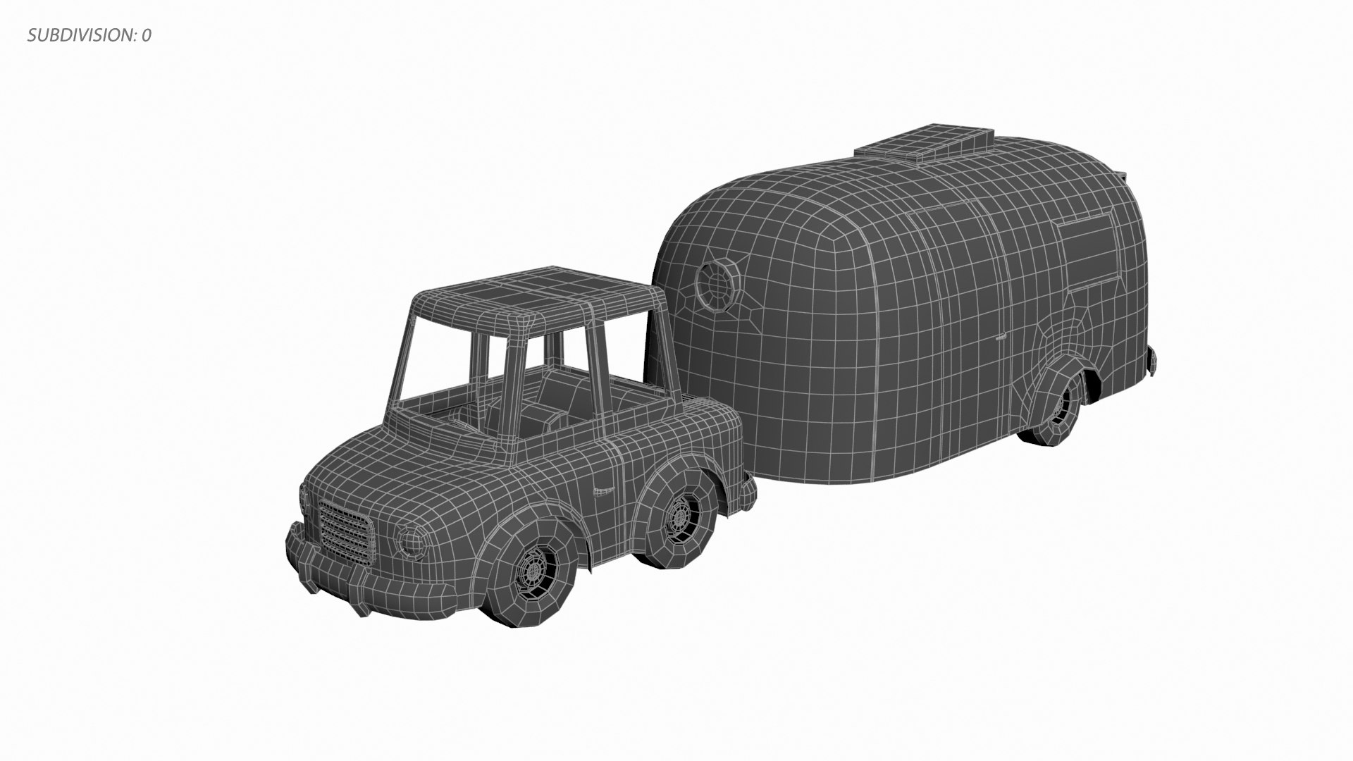 City Dweller Cartoon Car With Airstream Caravan Model - TurboSquid 1723545