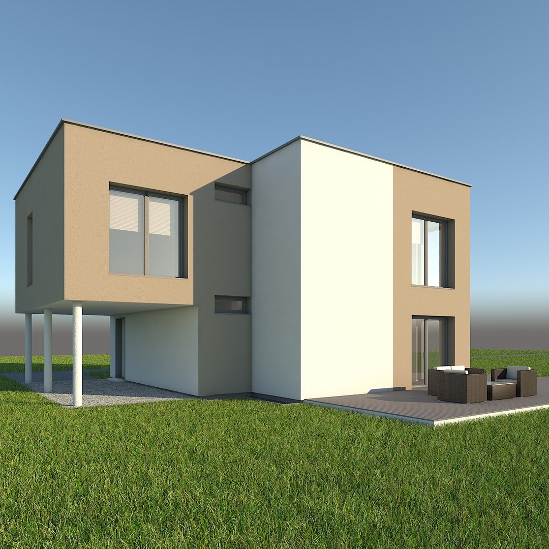 Modern Single Family Home 3d Obj