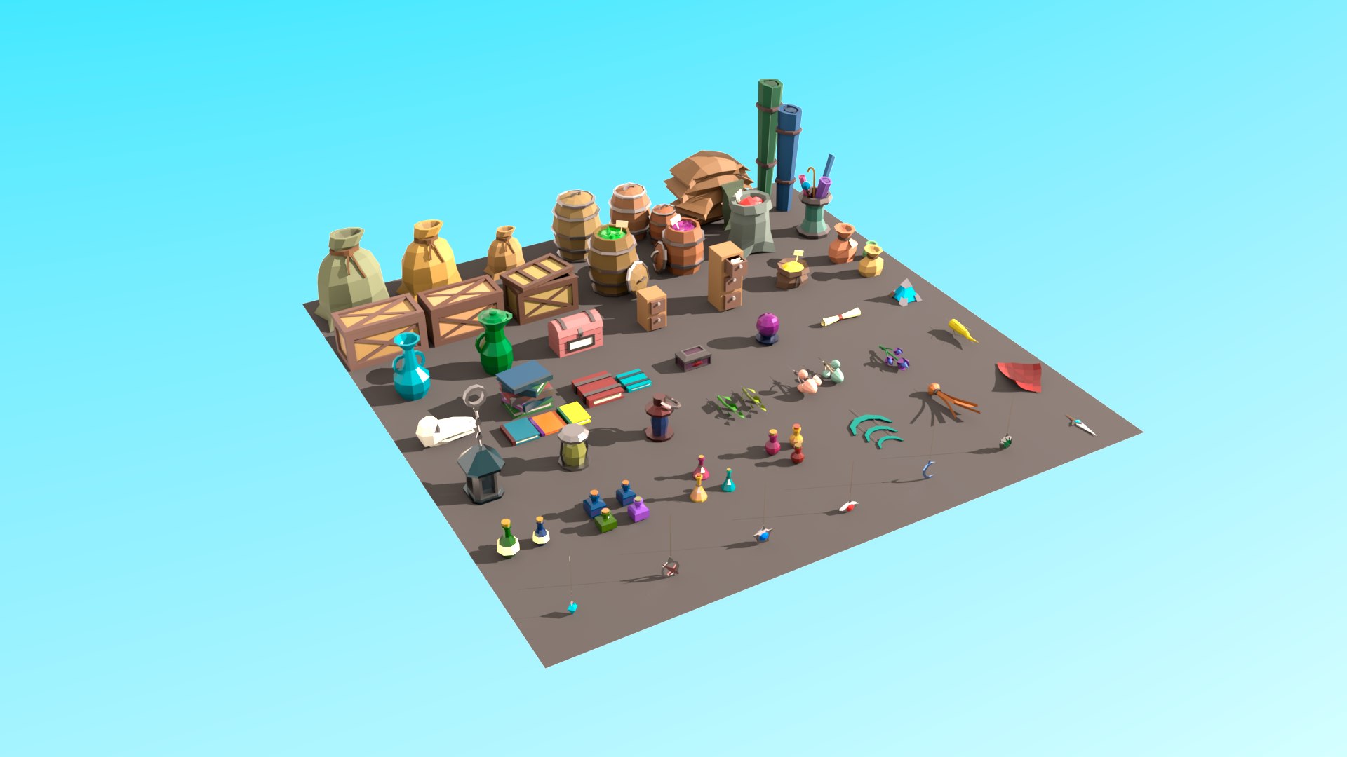 3D Low-poly Magic Items Stall - TurboSquid 1771227
