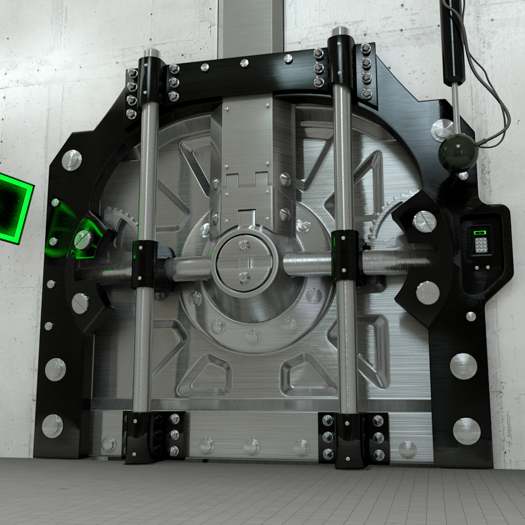 animation vault door rigged 3d x