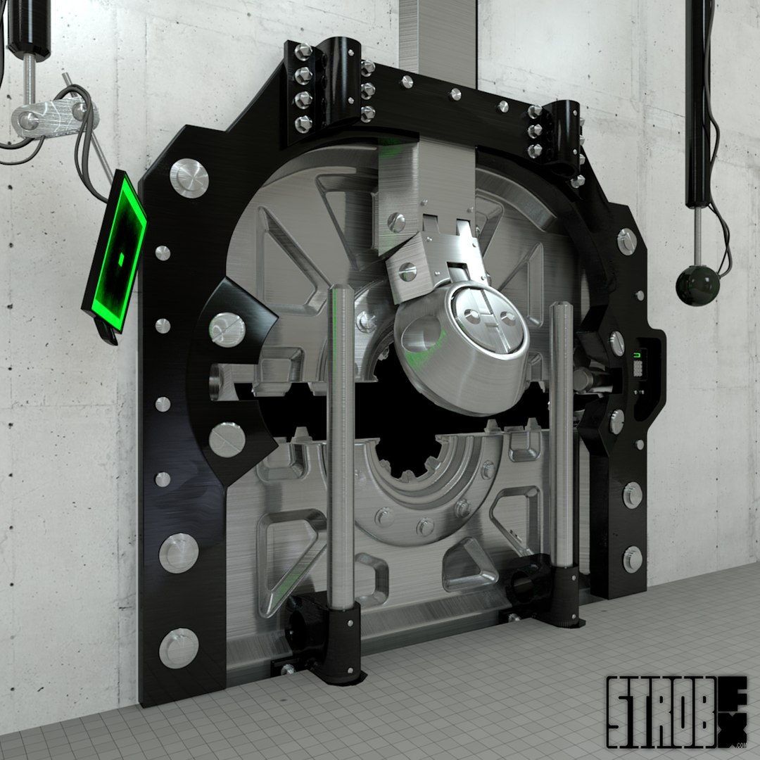 animation vault door rigged 3d x