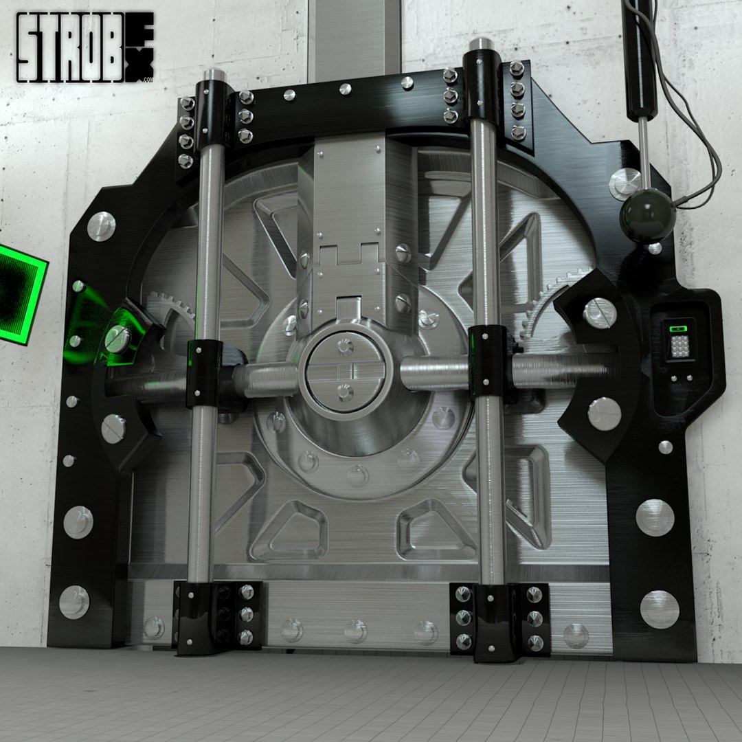 animation vault door rigged 3d x