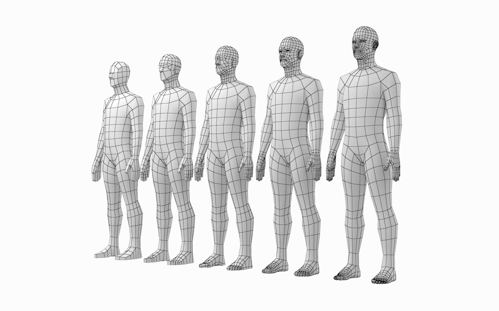 Natural Male In Rest Pose In 5 Topologies Model - TurboSquid 2119976