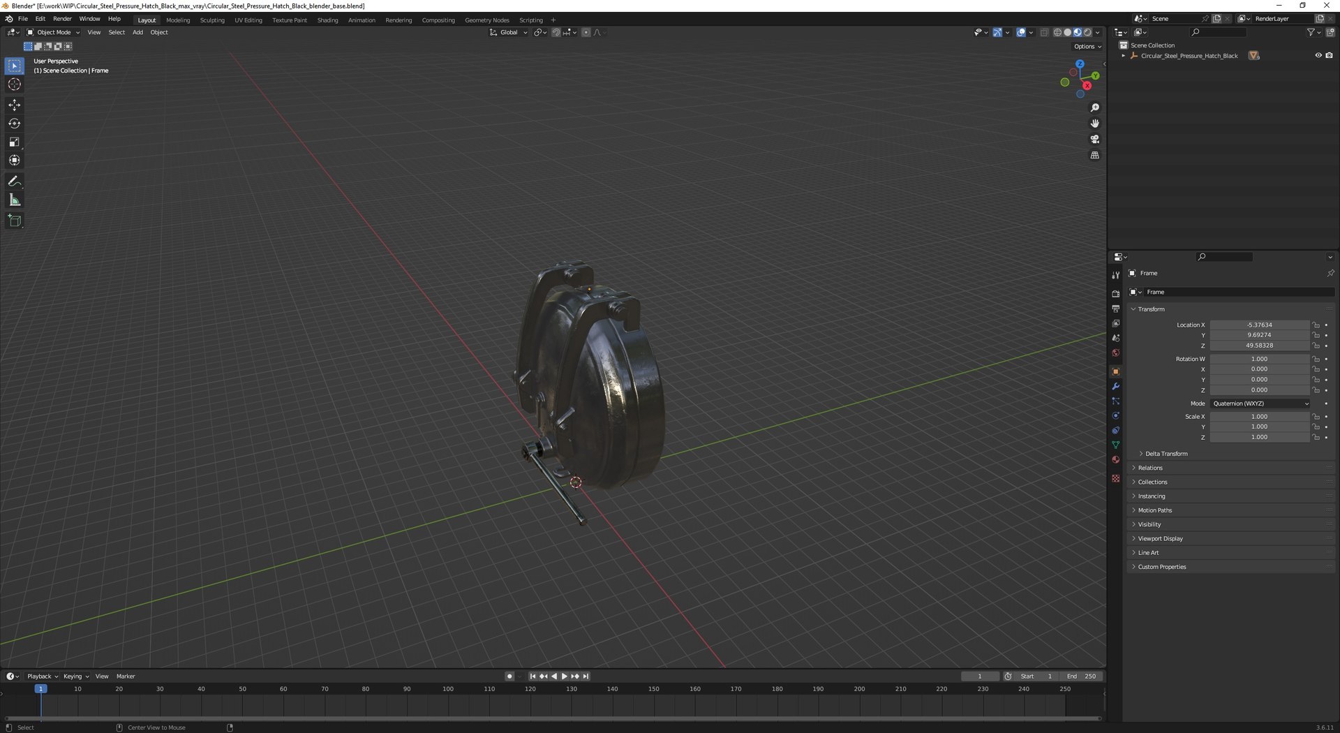 3D Circular Steel Pressure Hatch Black Model - TurboSquid 2394902