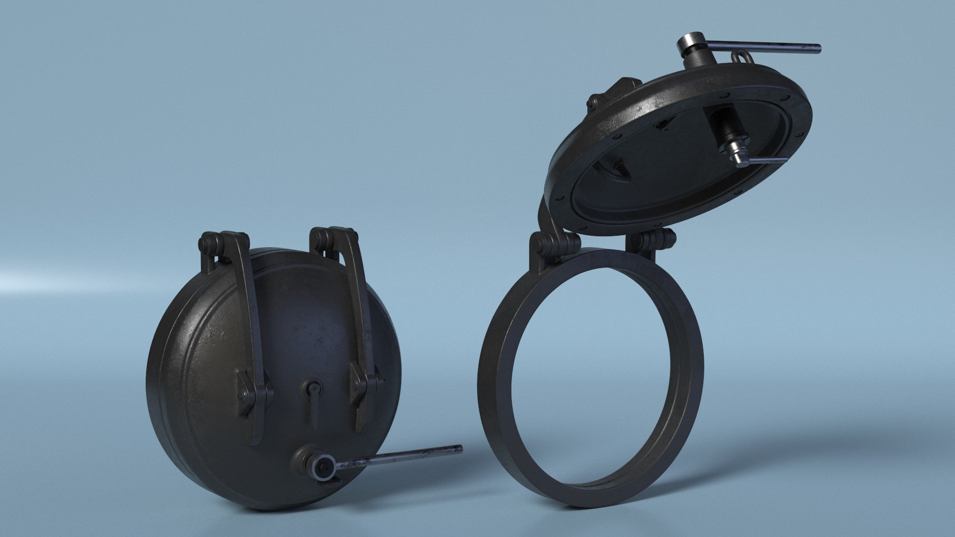 3D Circular Steel Pressure Hatch Black Model - TurboSquid 2394902