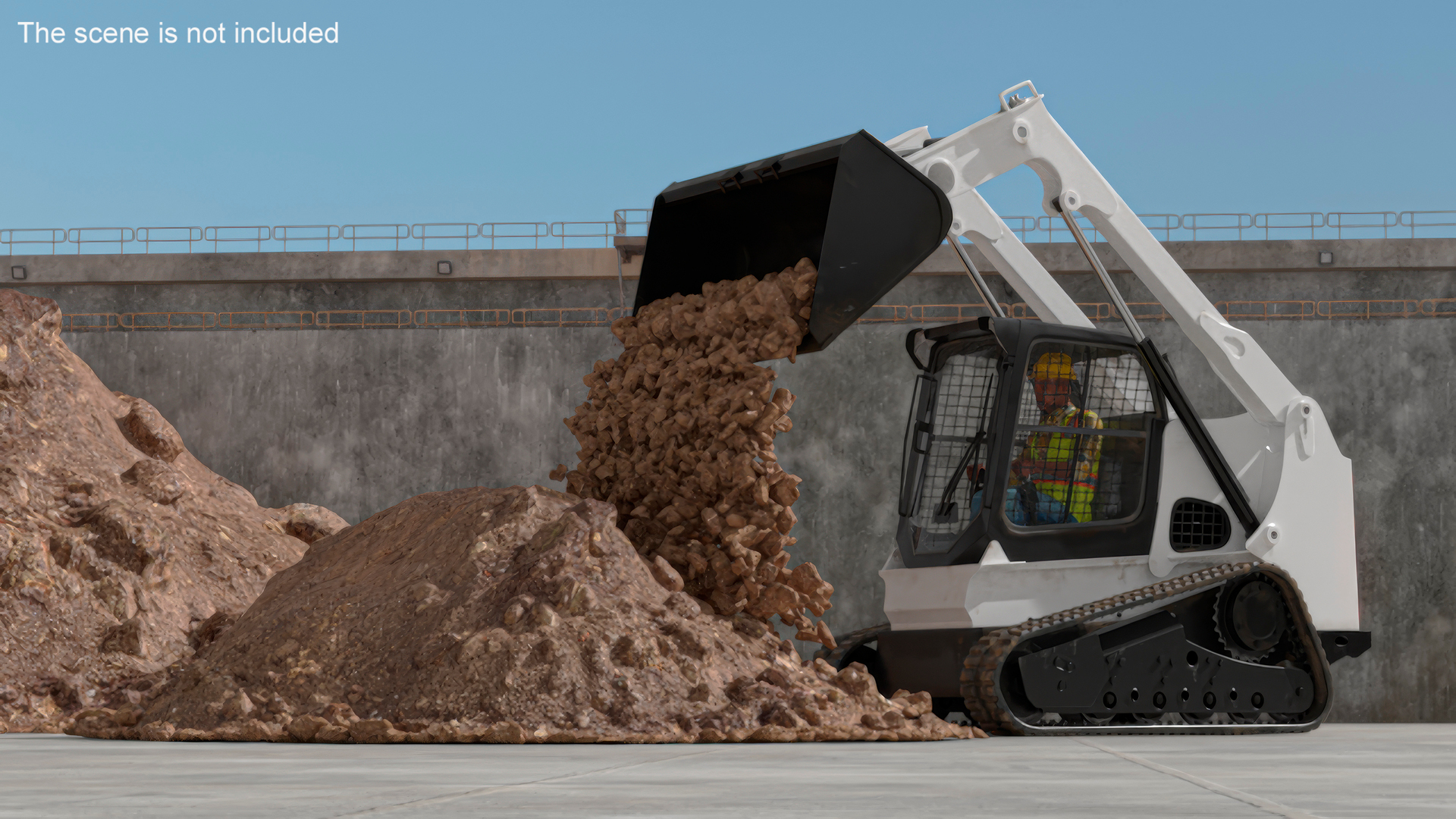 Modello 3D Minipala con operatore e cumulo di terra attrezzato per ...