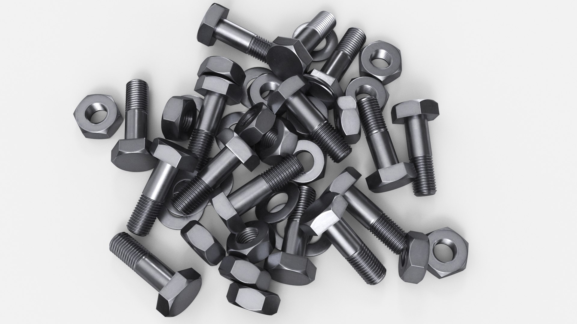 Steel Hex Bolts Nuts 3D Model - TurboSquid 2117895