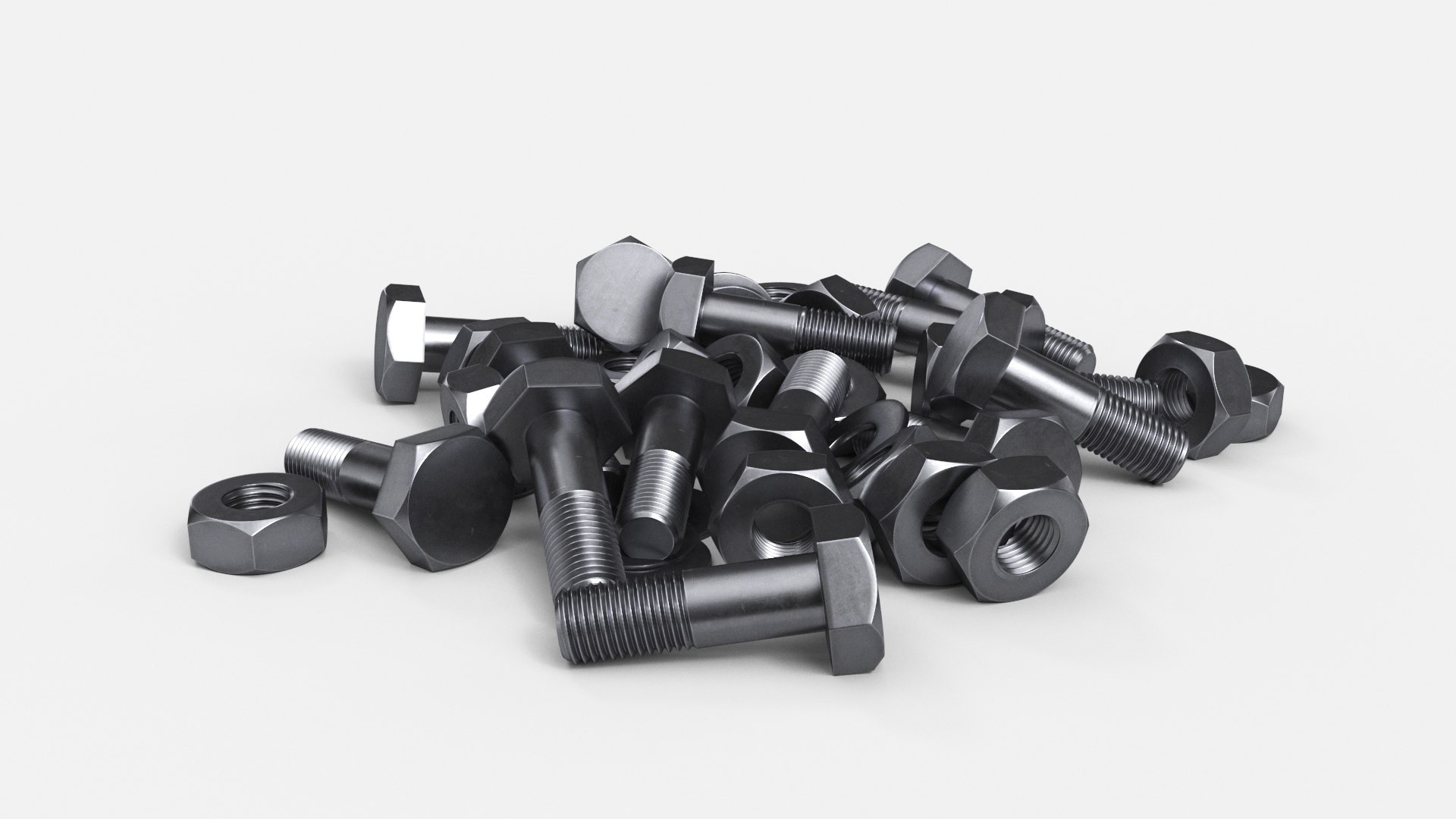Steel Hex Bolts Nuts 3D model - TurboSquid 2117895