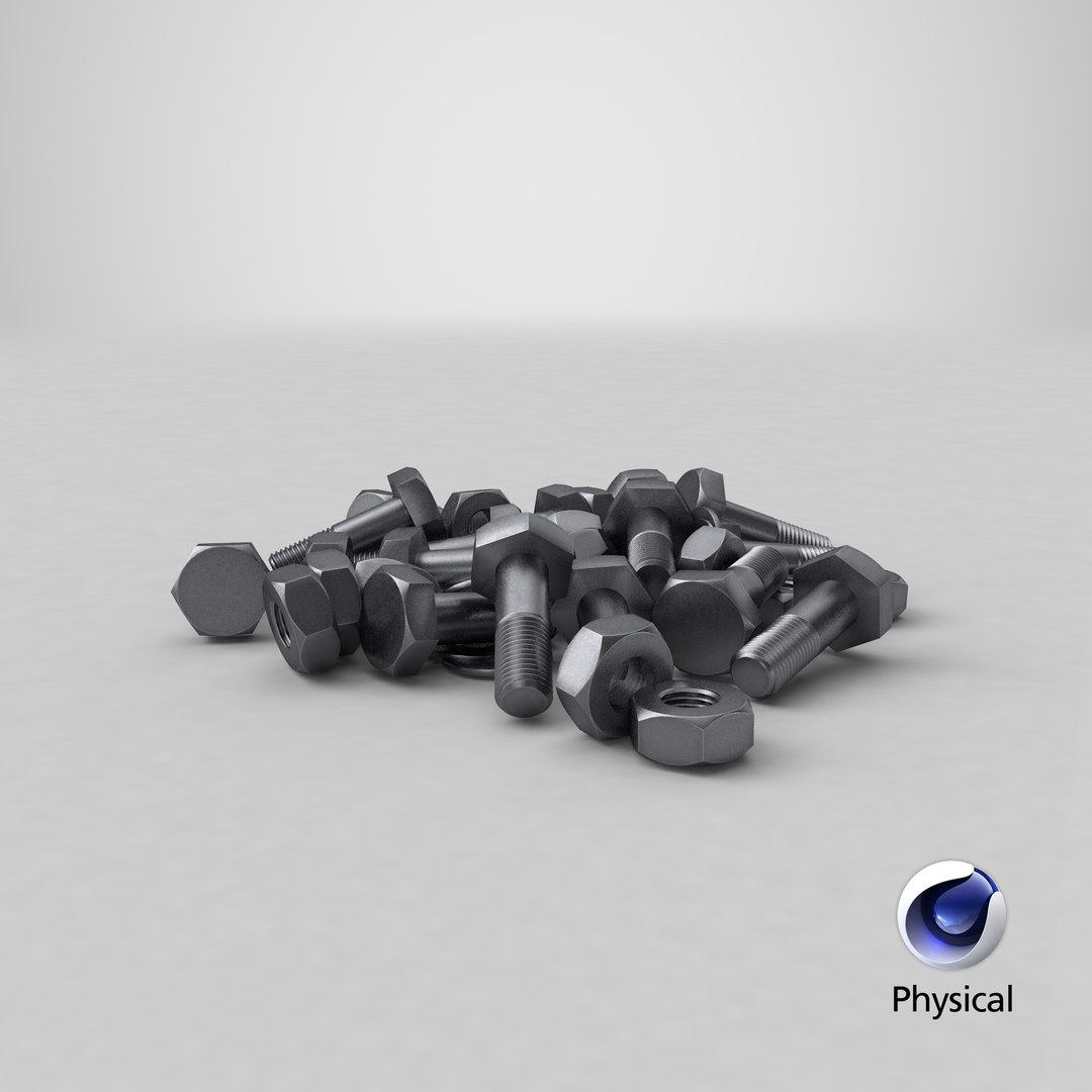 Steel Hex Bolts Nuts 3D Model - TurboSquid 2117895