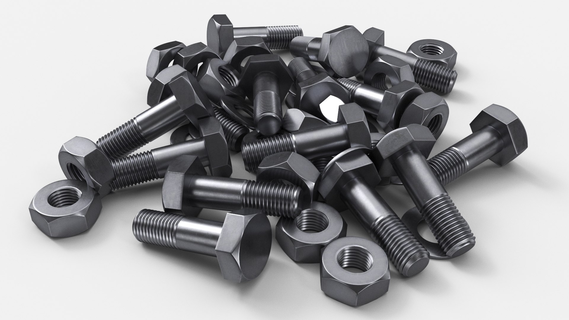 Steel Hex Bolts Nuts 3D Model - TurboSquid 2117895