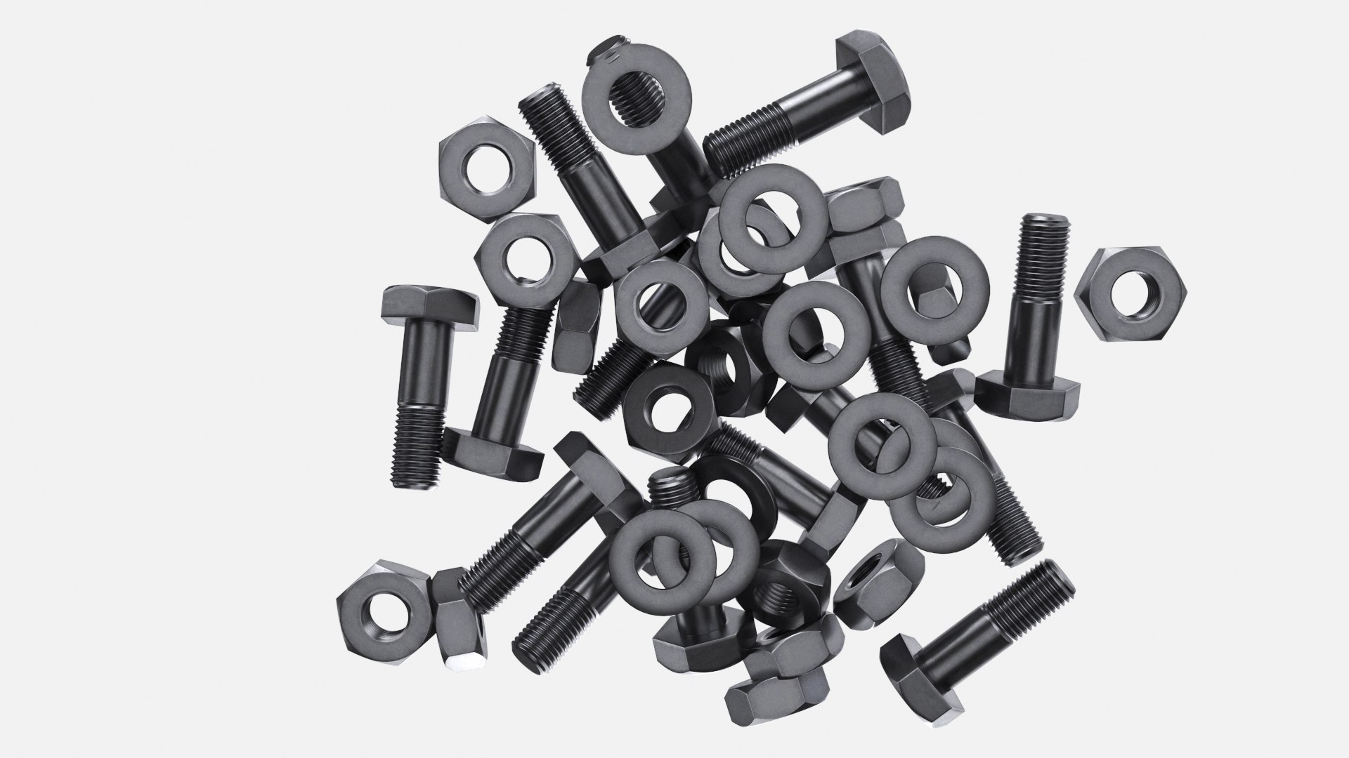 Steel Hex Bolts Nuts 3D Model - TurboSquid 2117895