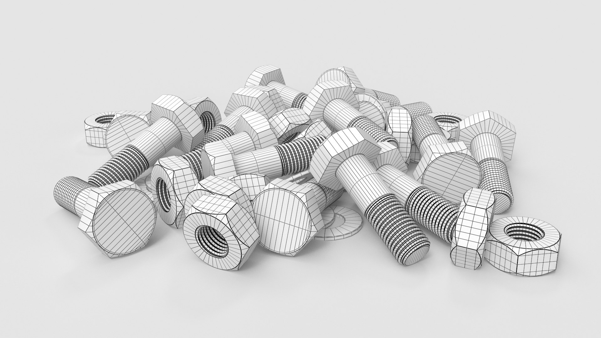 Steel Hex Bolts Nuts 3D Model - TurboSquid 2117895