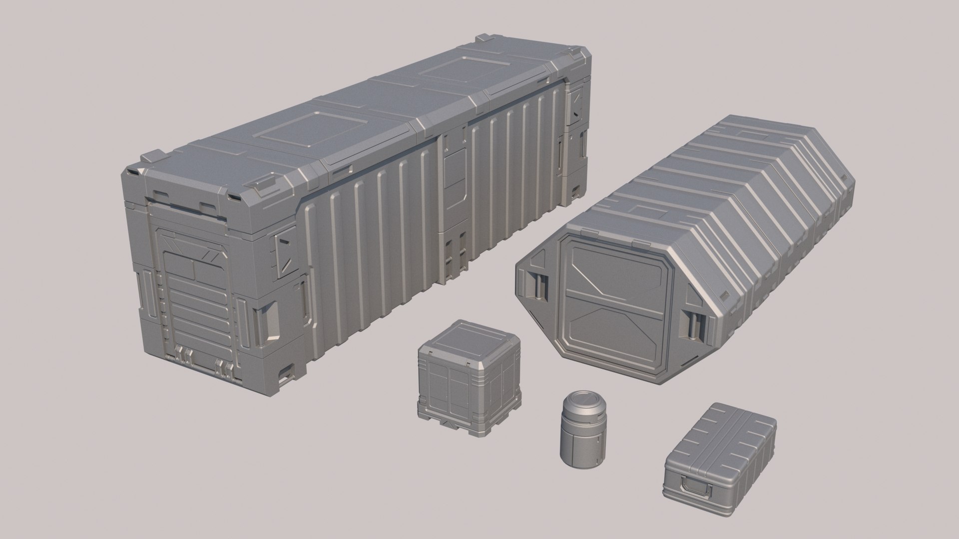 3D model Sci-fi Container Set - TurboSquid 1841989