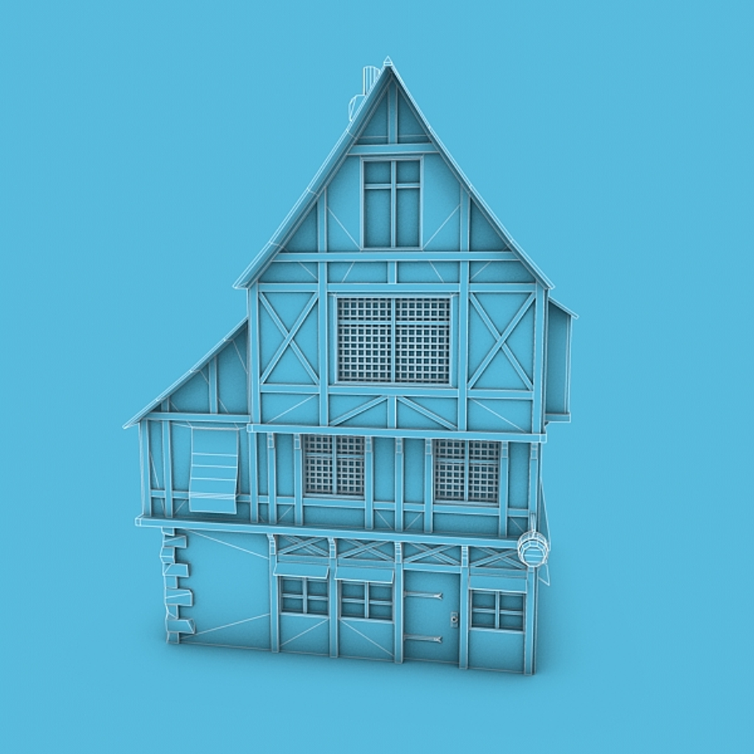 3d model medieval tavern buildings