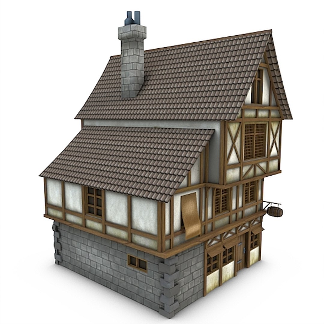 3d model medieval tavern buildings