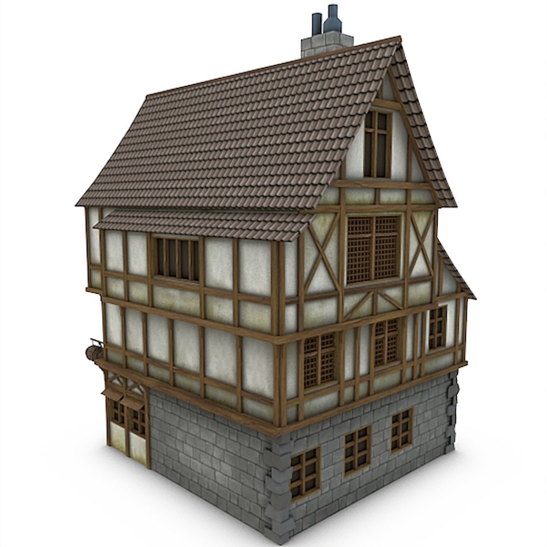 3d model medieval tavern buildings