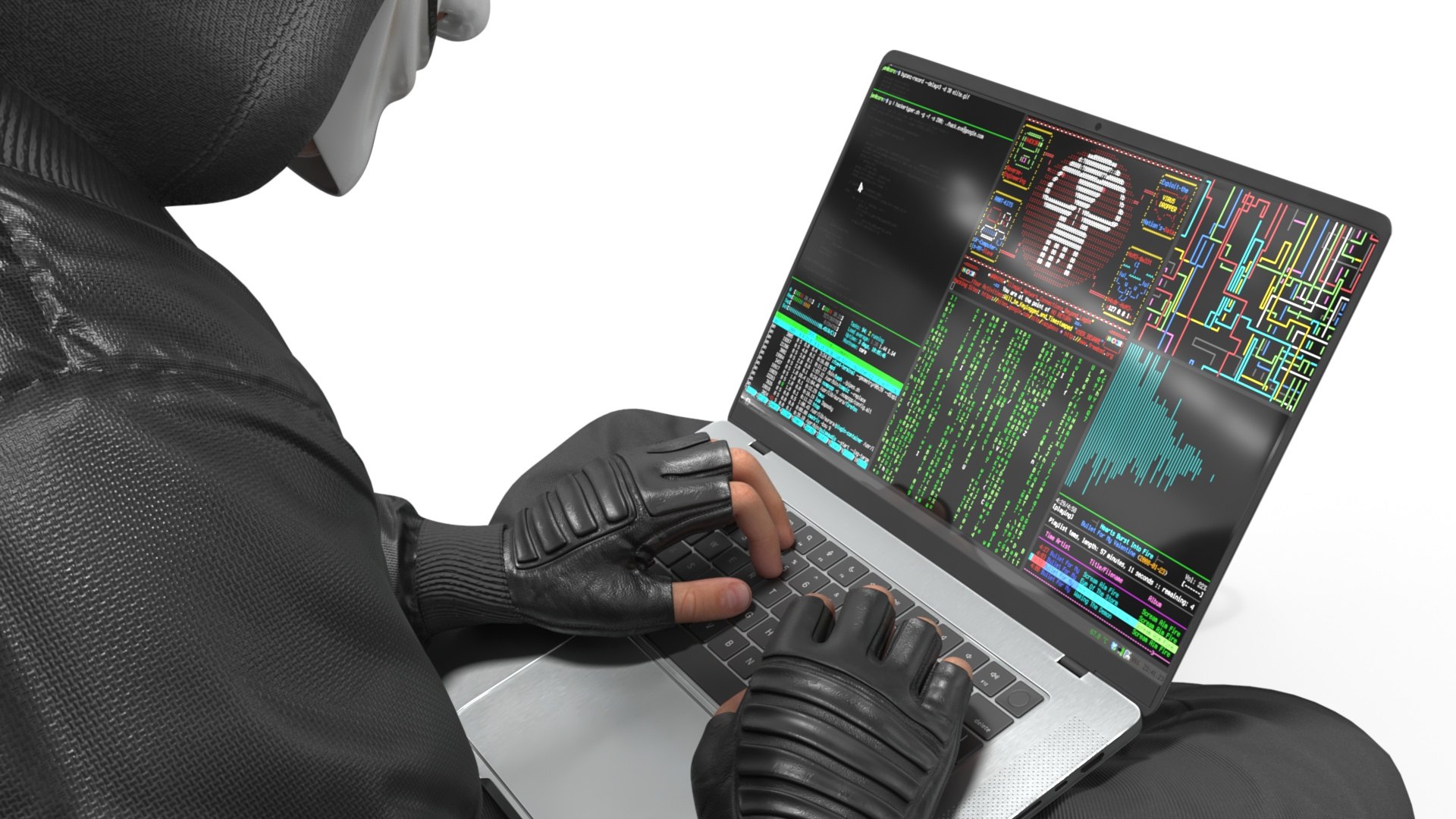 3D Hacker In Anonymous Mask Sitting Pose - TurboSquid 2426107