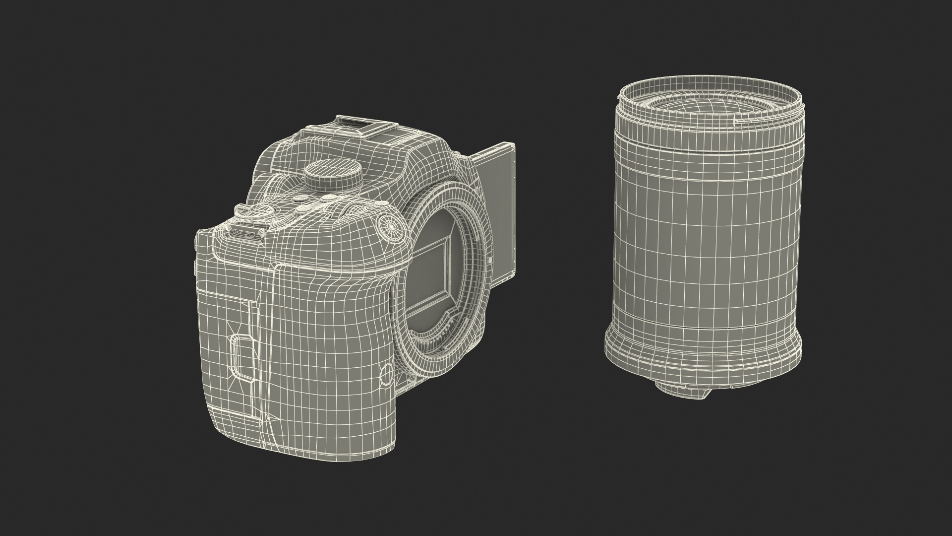 Disassembled Camera And Lens Model - TurboSquid 2327375