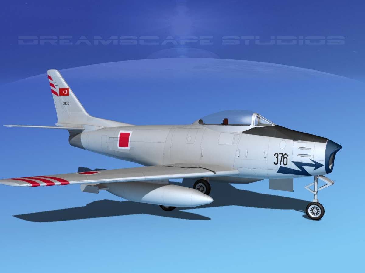 north american f-86 sabre 3d max