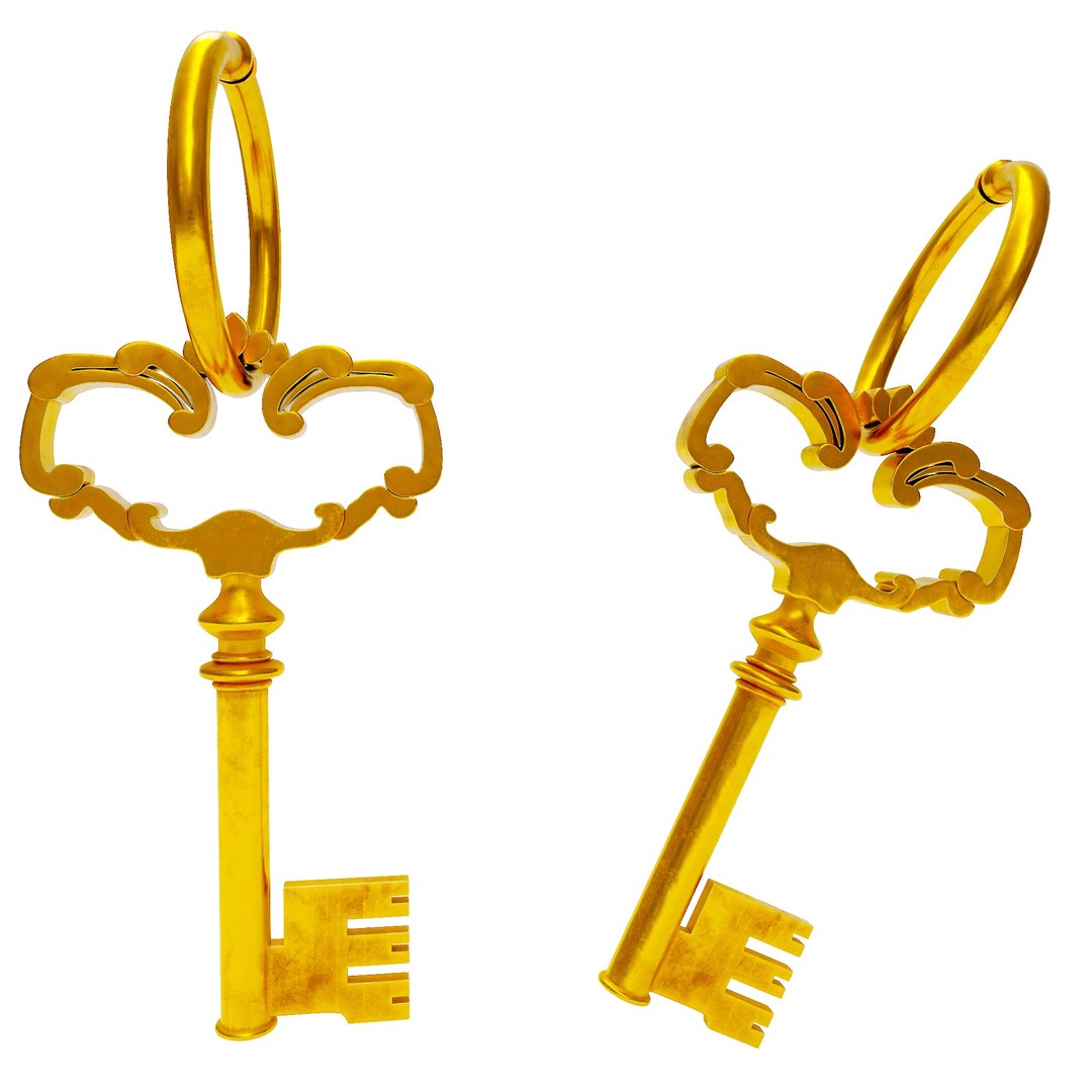 3D Skeleton key with gold metal 3d model model - TurboSquid 1976950