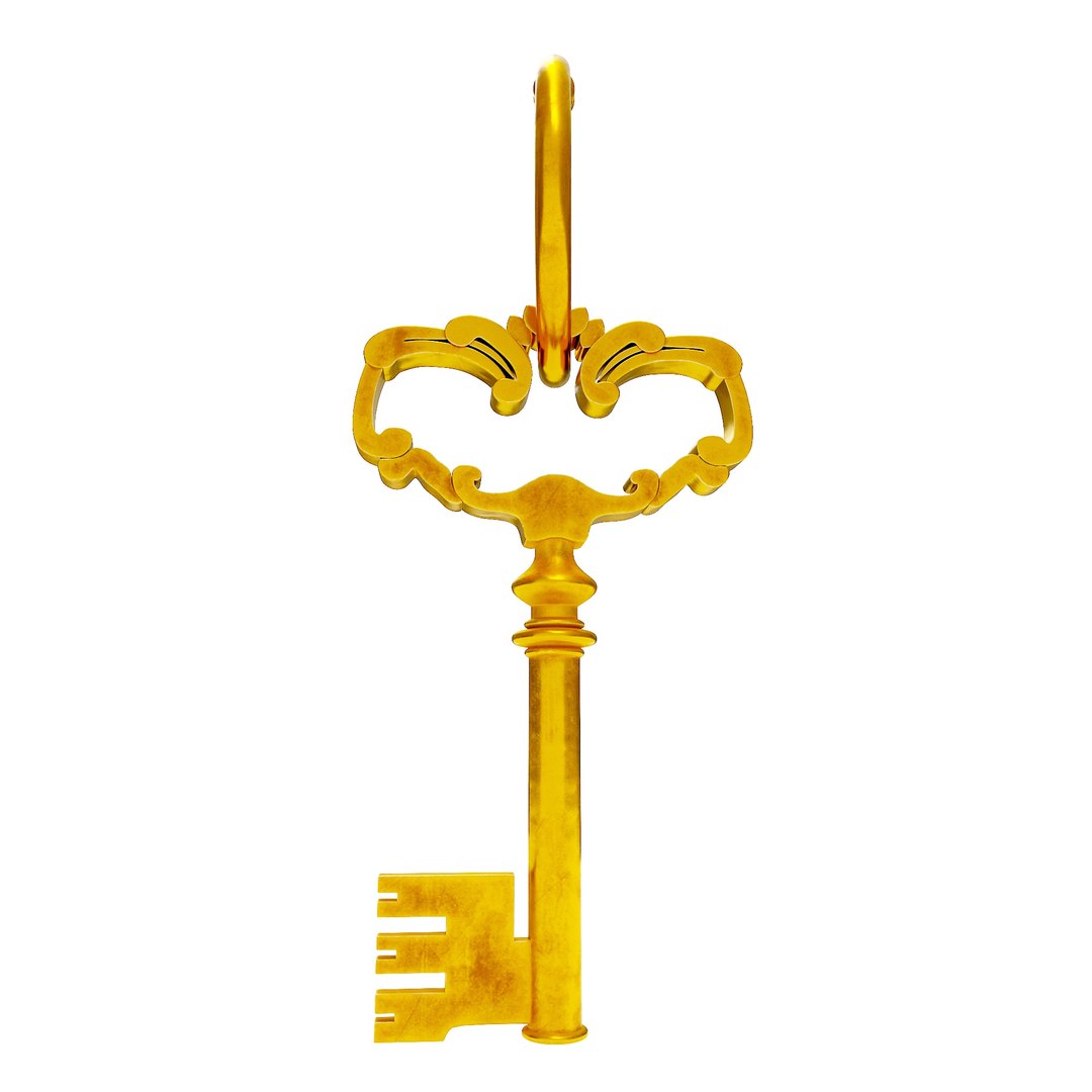 3D Skeleton key with gold metal 3d model model - TurboSquid 1976950