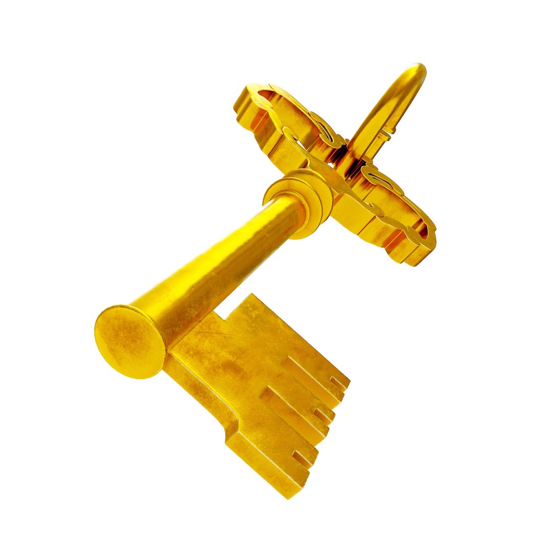 3D Skeleton key with gold metal 3d model model - TurboSquid 1976950