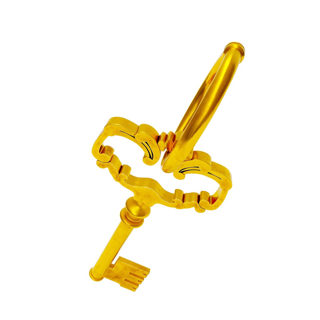 3D Skeleton key with gold metal 3d model model - TurboSquid 1976950