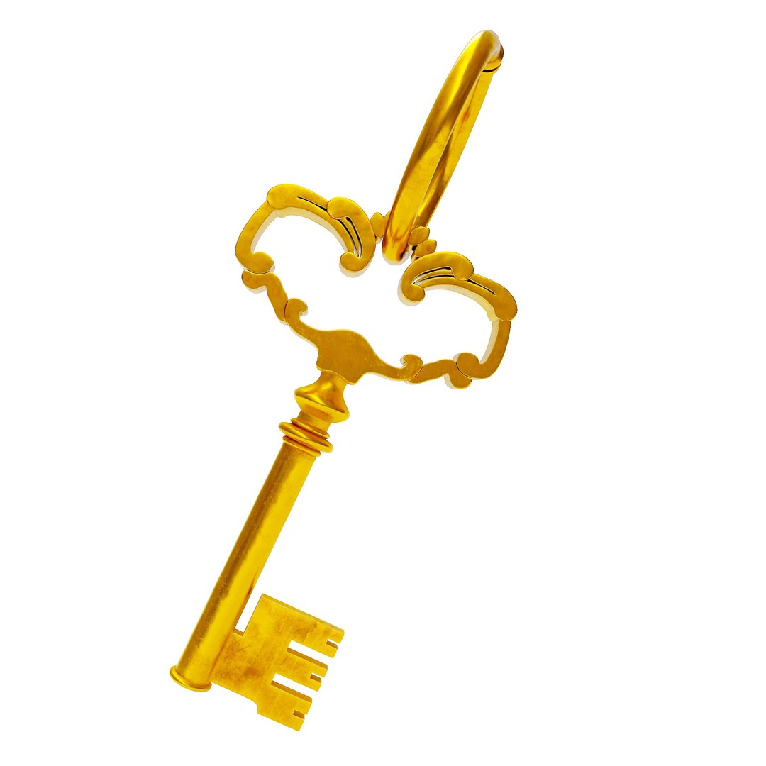 3D Skeleton key with gold metal 3d model model - TurboSquid 1976950