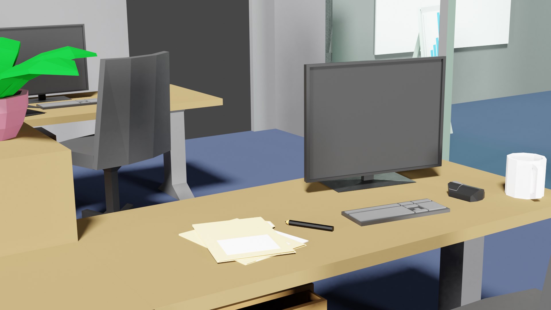3D Office Scene Model - TurboSquid 1690650
