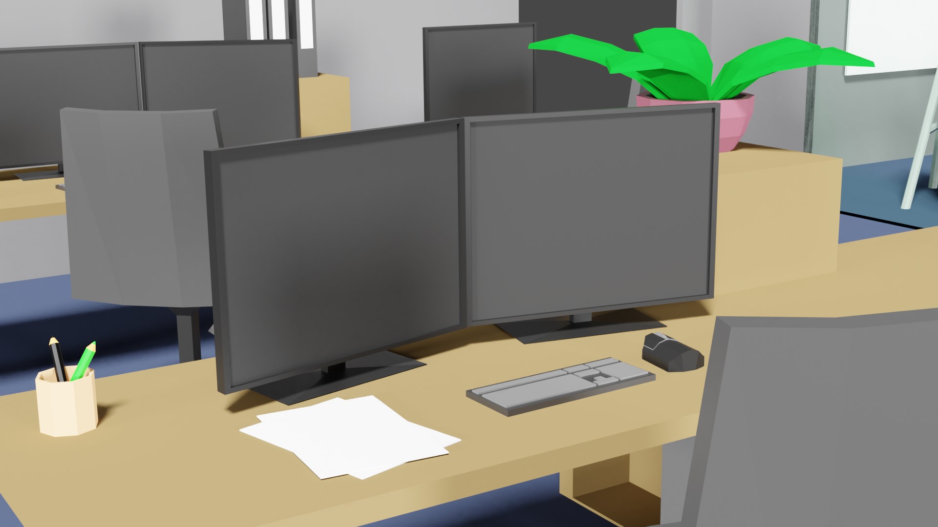 3D Office Scene Model - TurboSquid 1690650