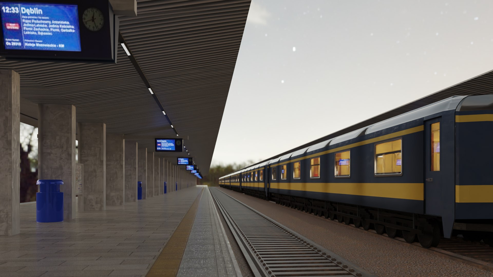 3D Railway Station Assets With Train Interior - TurboSquid 1916735