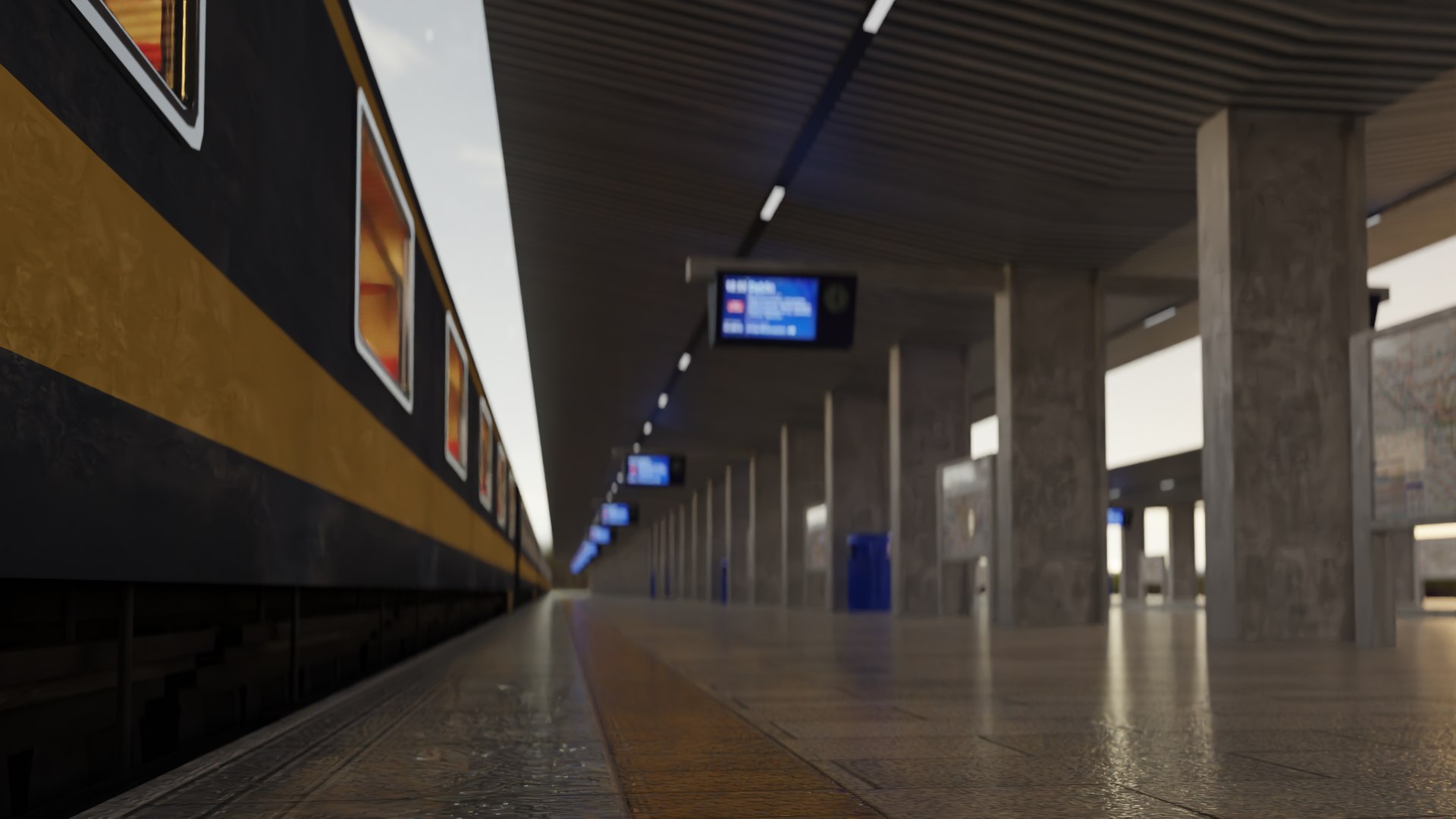 3D Railway Station Assets With Train Interior - TurboSquid 1916735