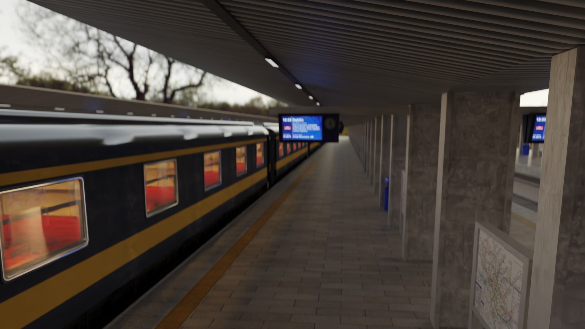 3D Railway Station Assets With Train Interior - TurboSquid 1916735
