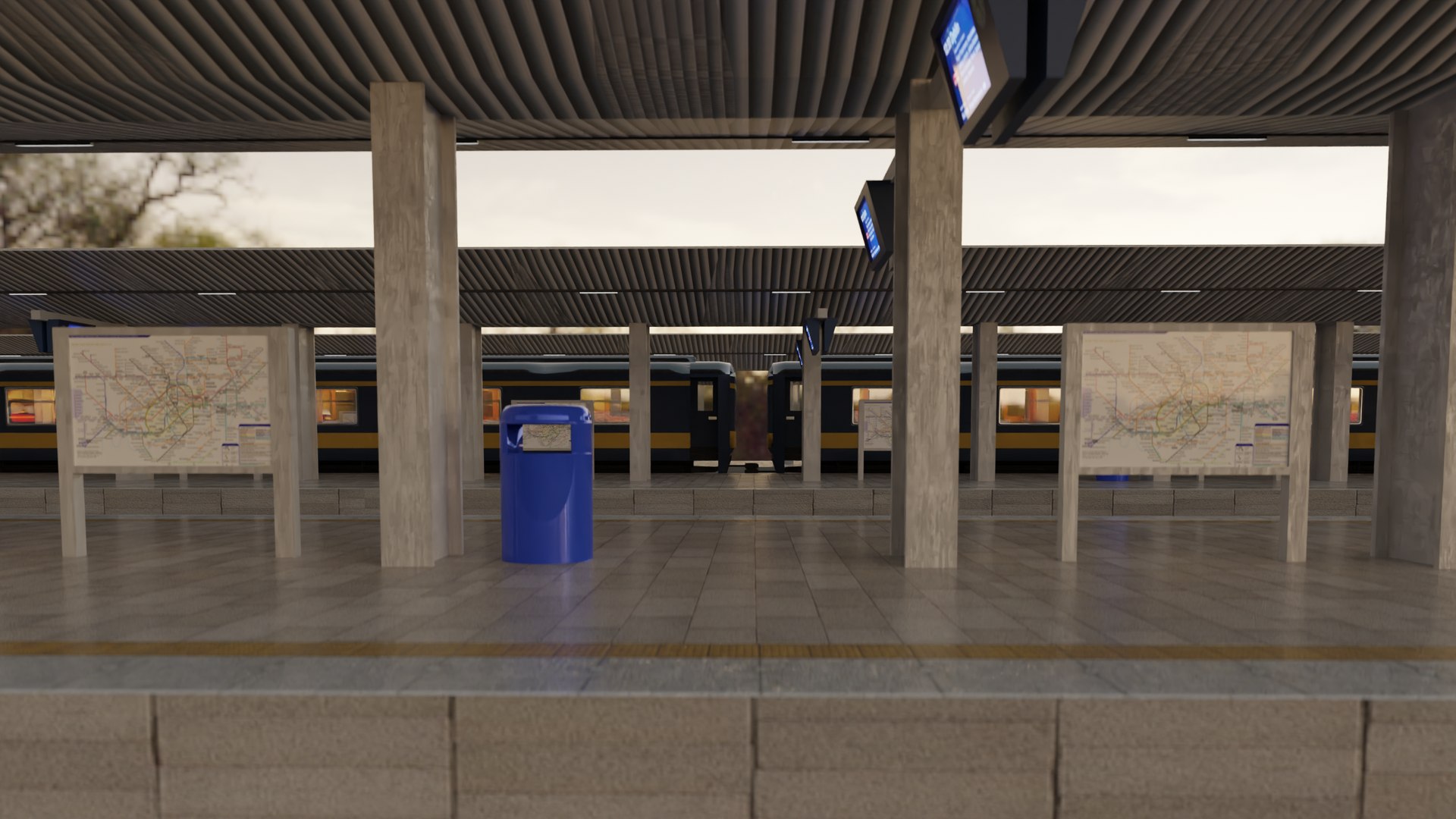 3D Railway Station Assets With Train Interior - TurboSquid 1916735