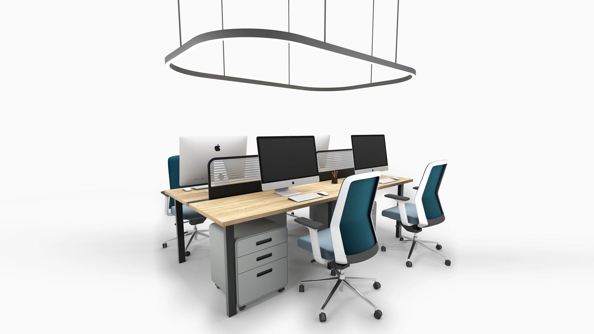 Modern Work Station Office Desk 2 3D Model - TurboSquid 2161015