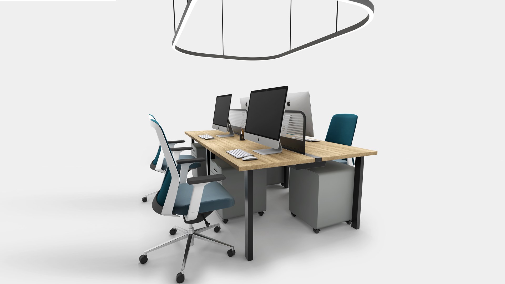 Modern Work Station Office Desk 2 3D Model - TurboSquid 2161015