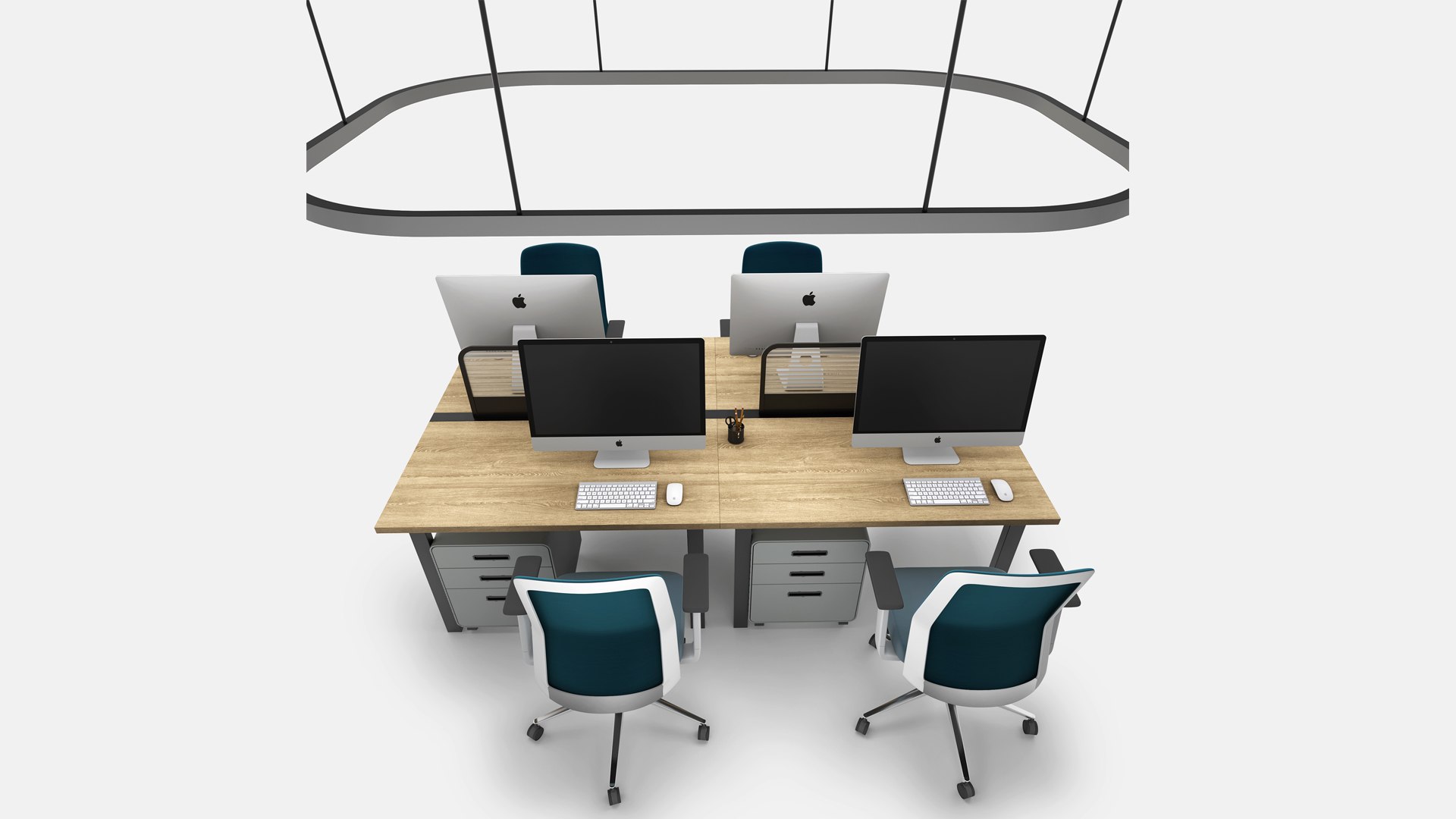 Modern Work Station Office Desk 2 3D Model - TurboSquid 2161015