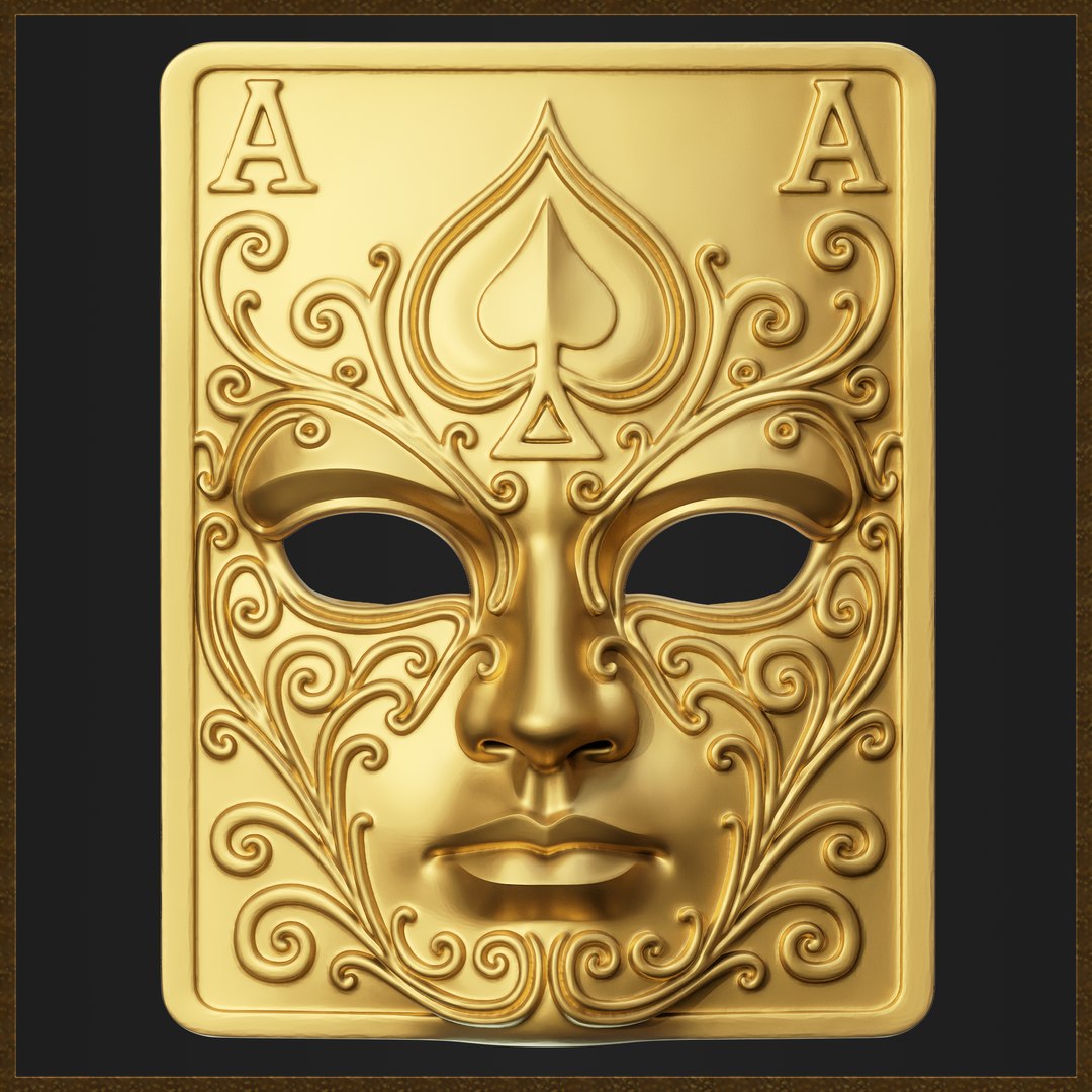 Ornate Playing Card Ace Of Spades Mask 3D - TurboSquid 2430612