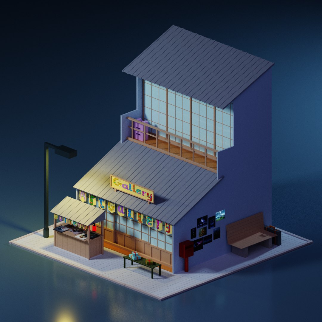 Low Poly Art Gallery Building Scene 3D - TurboSquid 1768586