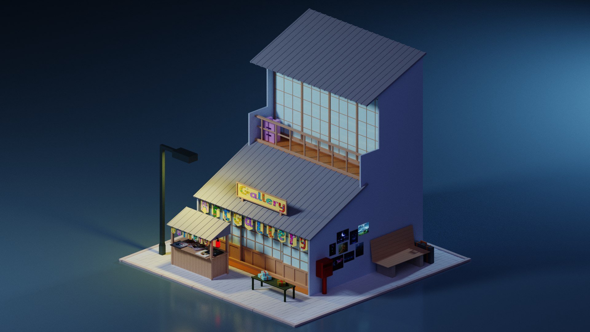 Low Poly Art Gallery Building Scene 3D - TurboSquid 1768586